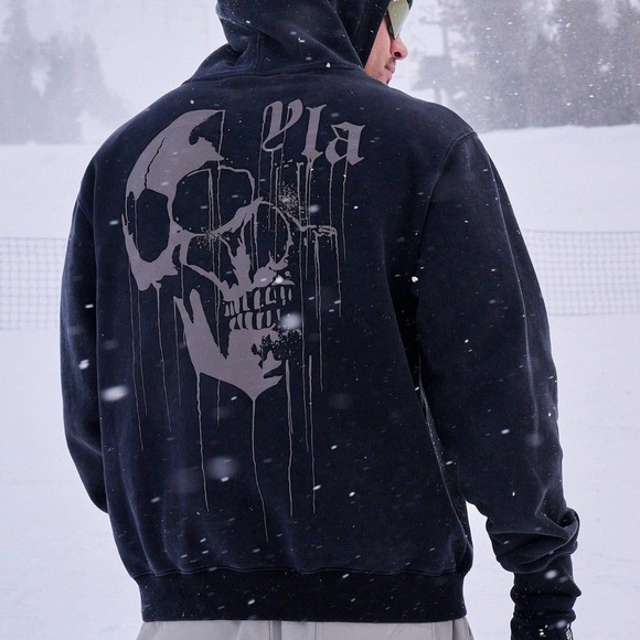 YoungLA | Shirts | Youngla 55 Drippy Skull Hoodie Black Wash Vintage ...